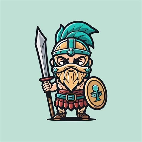 Chibi Kawaii Spartan Strong Charater Cartoon Vector Illustration Eps 10 21083043 Vector Art At