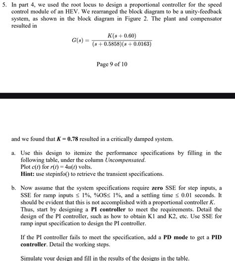In ﻿part 4 We ﻿used The Root Locus To ﻿design A