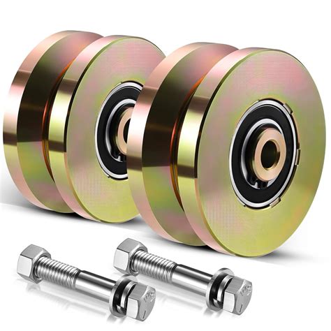 Soiiw 4 Heavy Duty V Groove Sliding Gate Rollers Wheels 2 Sets V Groove Slide Wheel Solid 1 34