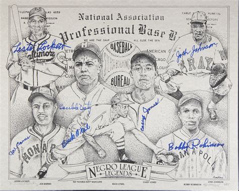 Negro Baseball League Printed Art Signed With Co Signers