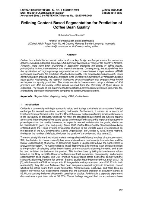 Pdf Refining Content Based Segmentation For Prediction Of Coffee Bean