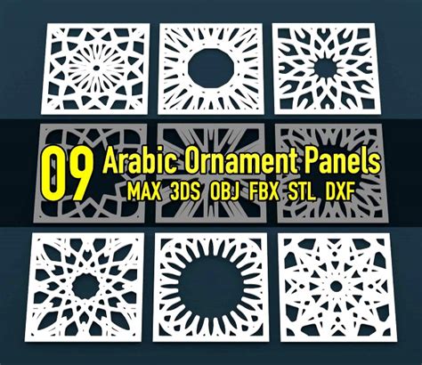 Collection Of Arabic Ornament Panels Cnc 3d Model