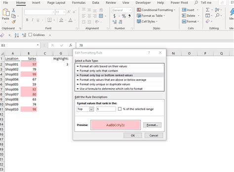 Highlighting Top X Values With Conditional Formatting In Excel Wmfexcel