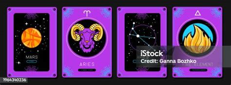 형광 만화 마법 마법 카드 점성술 양자리 조디악 사인 특성 벡터 일러스트 레이 션 고풍스런에 대한 스톡 벡터 아트 및 기타 이미지 고풍스런 꿈꾸기 달 하늘 Istock