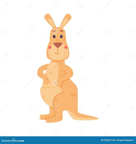 Funny Kangaroo Marsupial Animal Standing And Smiling Vector