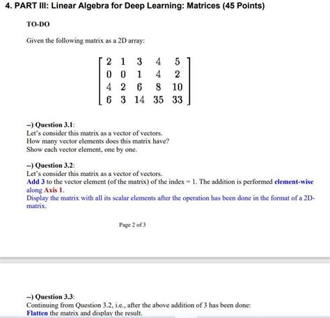 Solved 4 Part Iii Linear Algebra For Deep Learning