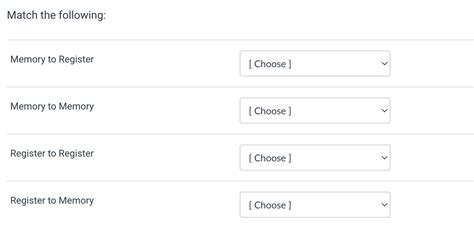 Solved Match The Followingmemory To Registermemory To