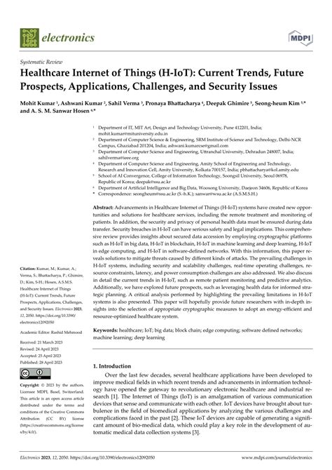 Pdf Healthcare Internet Of Things H Iot Current Trends Future Prospects Applications