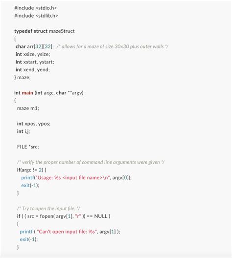 Solved Maze Solving For This Project Write A C Program That