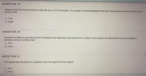 Solved Question 19 Suppose Host A Is Sending Host B A Large