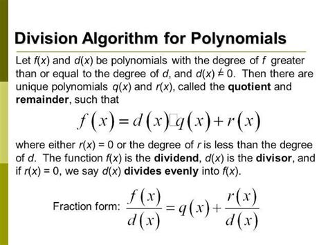 What Is Division Algorithm For Polynomial Related Important