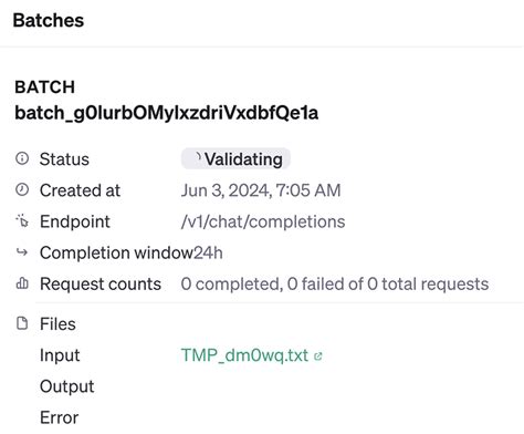 Batch Api Stuck On `validating` Status Bugs Openai Developer Forum