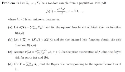 Solved Problem 1 Let X1 Xn Be A Random Sample From A Chegg Com
