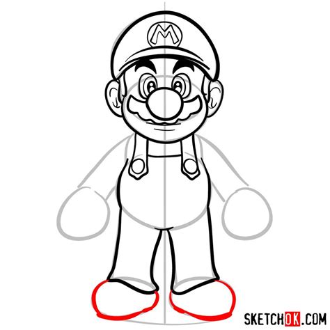 How To Draw Mario From Super Mario Games Sketchok Easy Drawing Guides