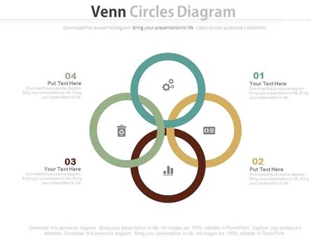 Ppts Four Interconnected Circles With Business Icons Flat Powerpoint Design Powerpoint