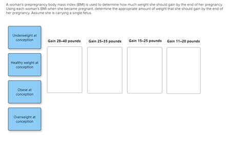 Solved A Womans Prepregnancy Body Mass Index Bmi Is Used