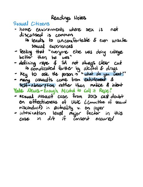 Campus Sa Lecture Discussion Notes Class Taught By Libby Adler Readings Notes Sexual