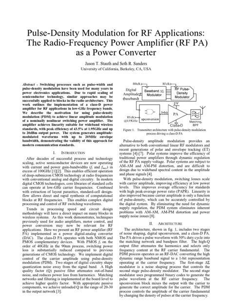 Pdf Pulse Density Modulation For Rf Applications The Radio Frequency