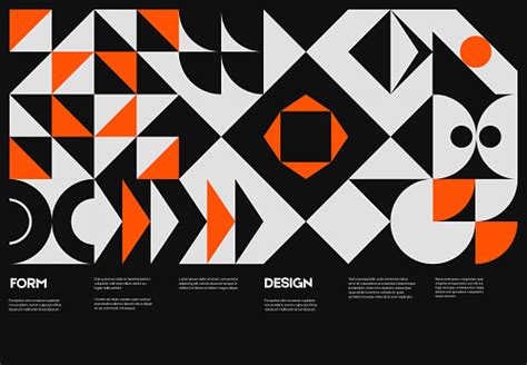 스위스 포스터 디자인 템플릿 레이아웃은 깔끔한 타이포그래피와 다채로운 기하학적 모양의 최소한의 벡터 패턴입니다 0명에 대한 스톡 벡터 아트 및 기타 이미지 Istock