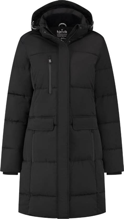 Kjelvik Dames Winterjas Dames Padded Gewatteerde Winterjas Sofia Zwart