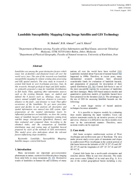 pdf landslide susceptibility mapping using image satellite and gis