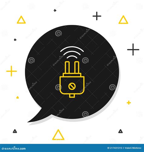 Line Smart Electric Plug System Icon Isolated On White Background Internet Of Things Concept