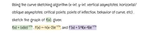 solved using the curve sketching algorithm x int y int