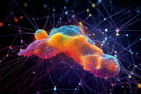 Abstract Illustration Of Human Brain Neurons With Electric Impulse Stock Illustration