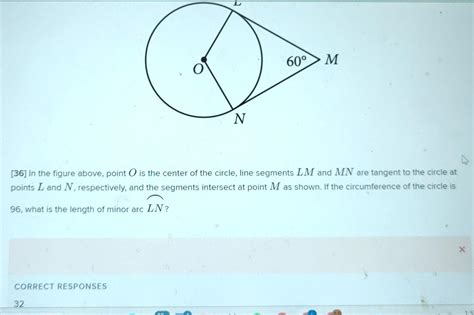 Solved 36 In The Figure Above Point O Is The Center Of