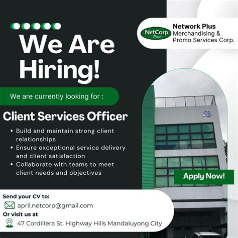 Netcorp Plus On Linkedin Hiring Jobopportunity Clientservices Netcorp Mandaluyongcity