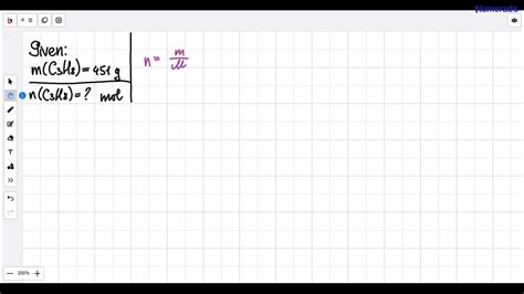 How Many Moles Of C3h8 Are Present In 451 G C3h8 Youtube