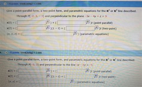 Solved 5 Points Venitlinalg2 13006 Give A Point Parallel