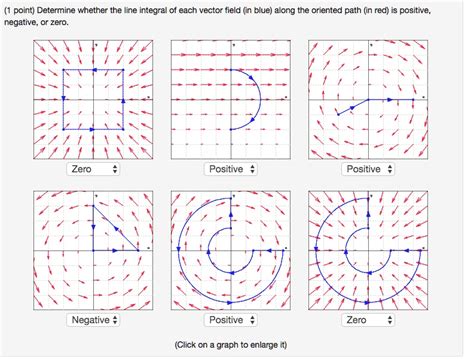 1 Point Determine Whether The Line Integral Of Each Vector Field In Blue Along The Oriented Path