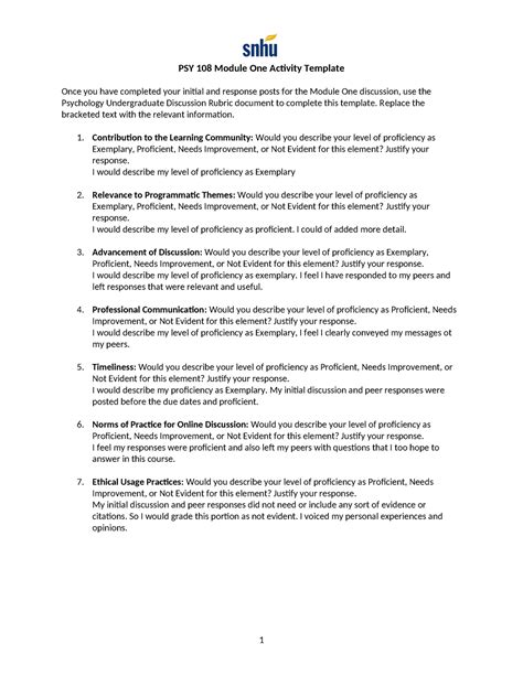 PSY Module One Activity Template PSY Module One Activity Template Once You Have