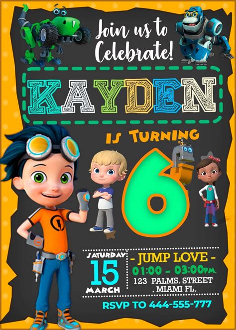 Rusty Rivets Birthday Party Invitation Awesome Invite