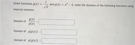 solved given functions g x x1 and p x x2−4 state the