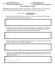 Calculating Percent Yield Practice Problems For Chemistry Course Hero