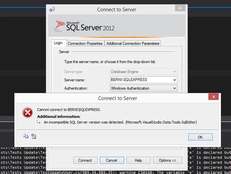 C Database Connection Error In Visual Studio 2013 Stack Overflow