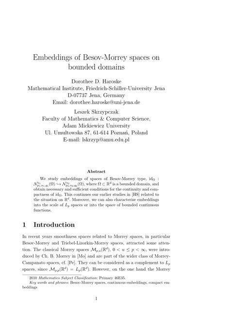 Pdf Embeddings Of Besov Morrey Spaces On Bounded Domains