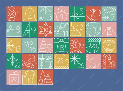 Premium Vector Christmas December Advent Calendar Elements With