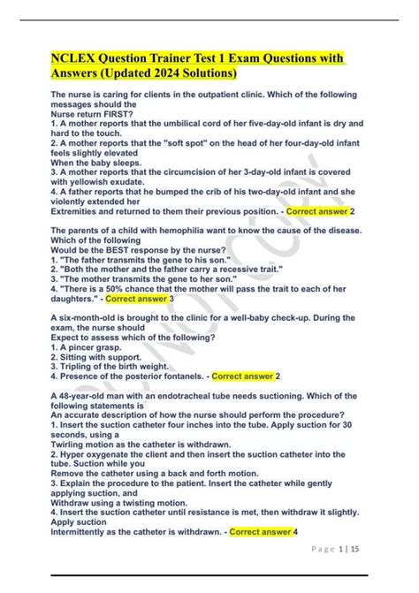 Nclex Question Trainer Test 1 Exam Questions With Answers Updated 2024
