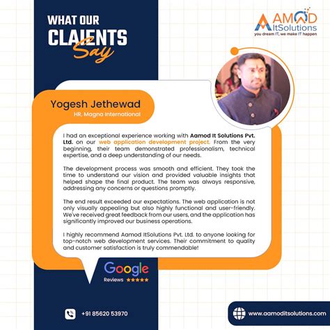Aamod Itsolutions Pvt Ltd On Linkedin Client Testimonial “exceptional Experience And