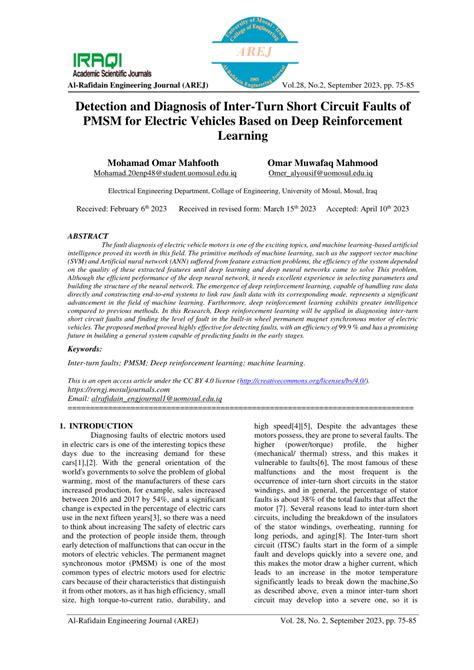Pdf Detection And Diagnosis Of Inter Turn Short Circuit Faults Of