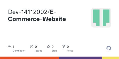 Github Dev E Commerce Website