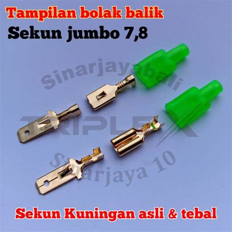 Skun Gepeng Besar Sekun Kabel Jumbo Pipih Female Male Terminal Cowok Cewek 7 8 Motor Mobil