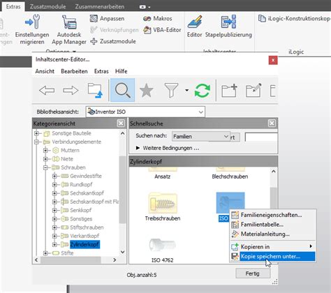 Autodesk Inventor Faq Inhaltscenter Kopie Einer Norm Erstellen Und Vorlage Austauschen