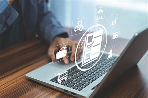 Premium Photo Document Management Concept Businessman Use Laptops To Work On Smart Digital