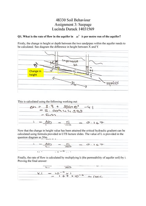 Soil Behaviour Assignment 3 Seepage 048330 Studocu