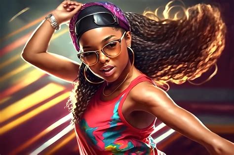 Premium Ai Image Young Afrcan American Female Dancer Dancing Hip Hop Dance Neural Network Ai