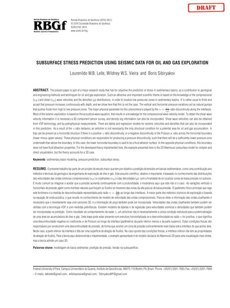 Pdf Subsurface Stress Prediction Using Seismic Data For Oil And Gas Exploration